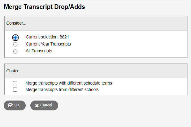 Transfer Grades for Drop/Adds