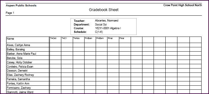 Blank Grading Sheet